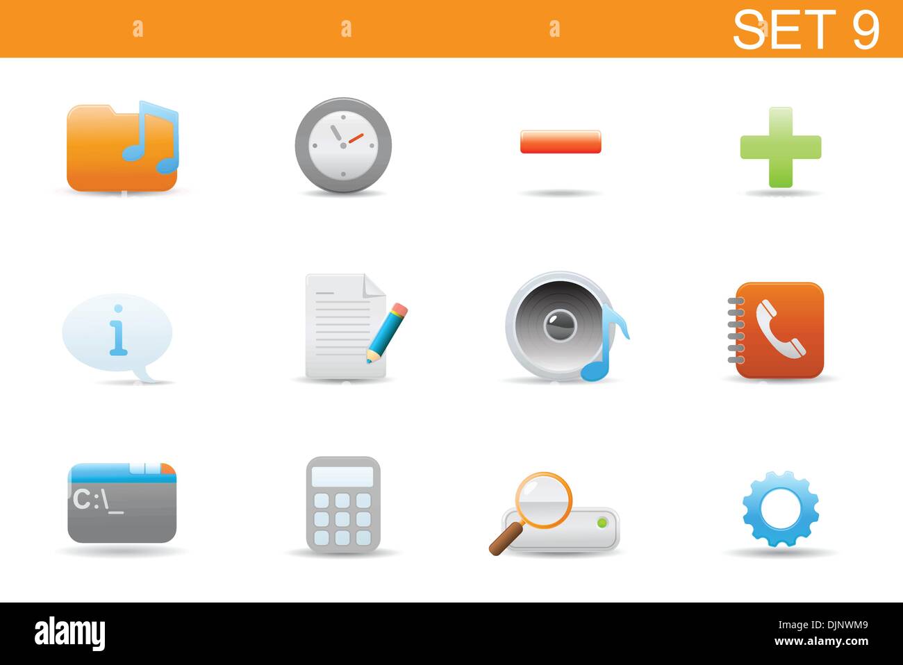 Vector illustration – set of elegant simple icons for common computer ...