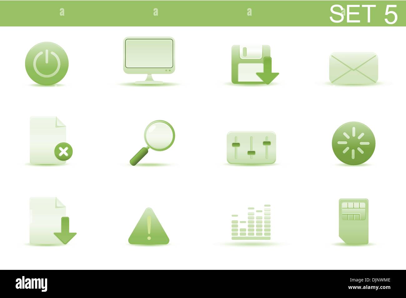 Vector illustration – set of elegant simple icons for common computer ...