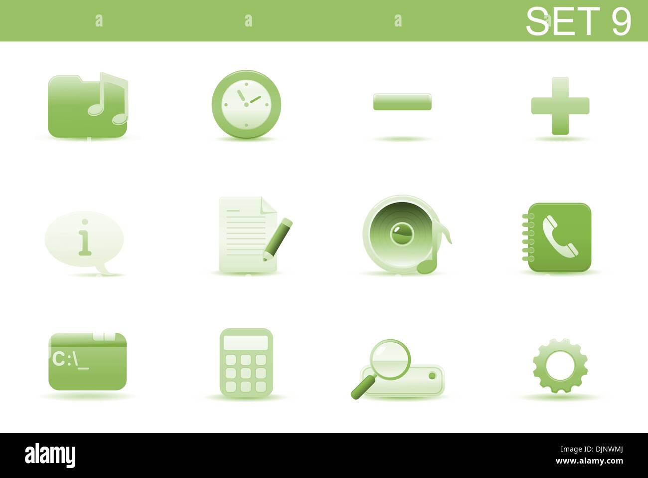 Vector illustration – set of elegant simple icons for common computer ...
