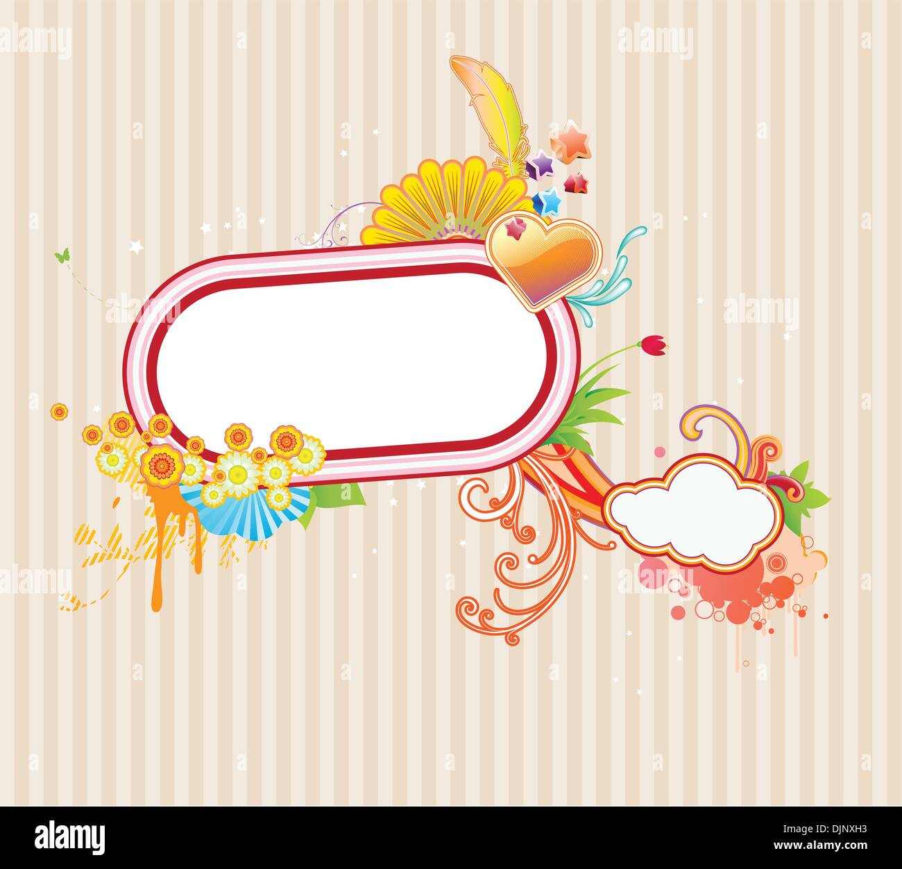 Vector illustration of funky styled design frame made of floral ...