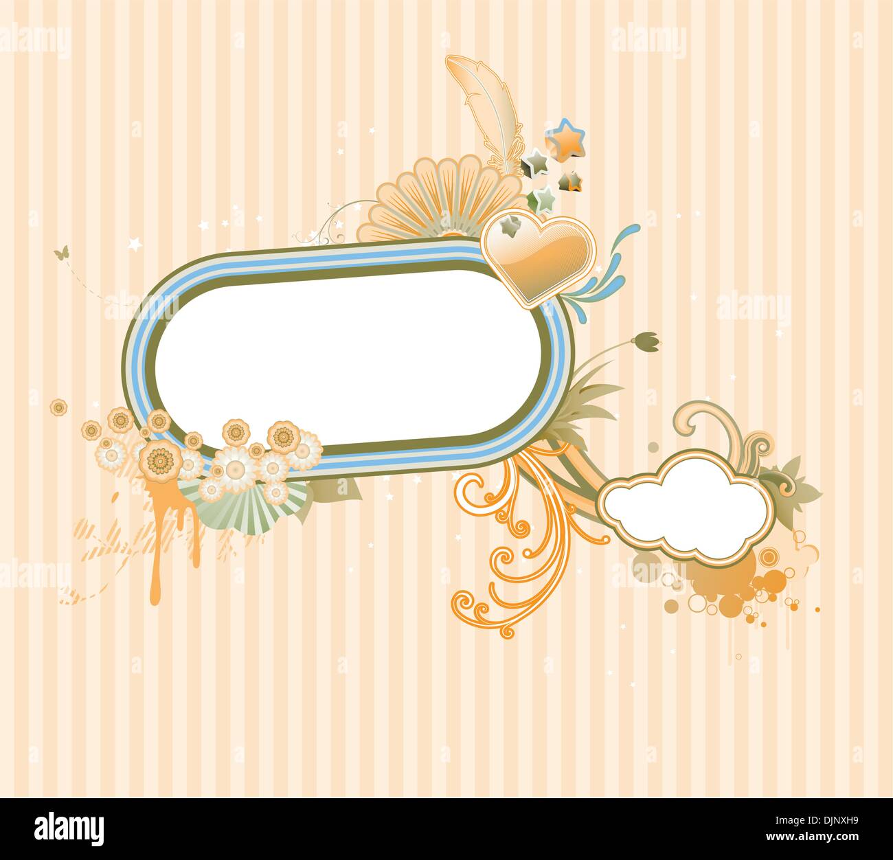 Vector illustration of funky styled design frame made of floral ...