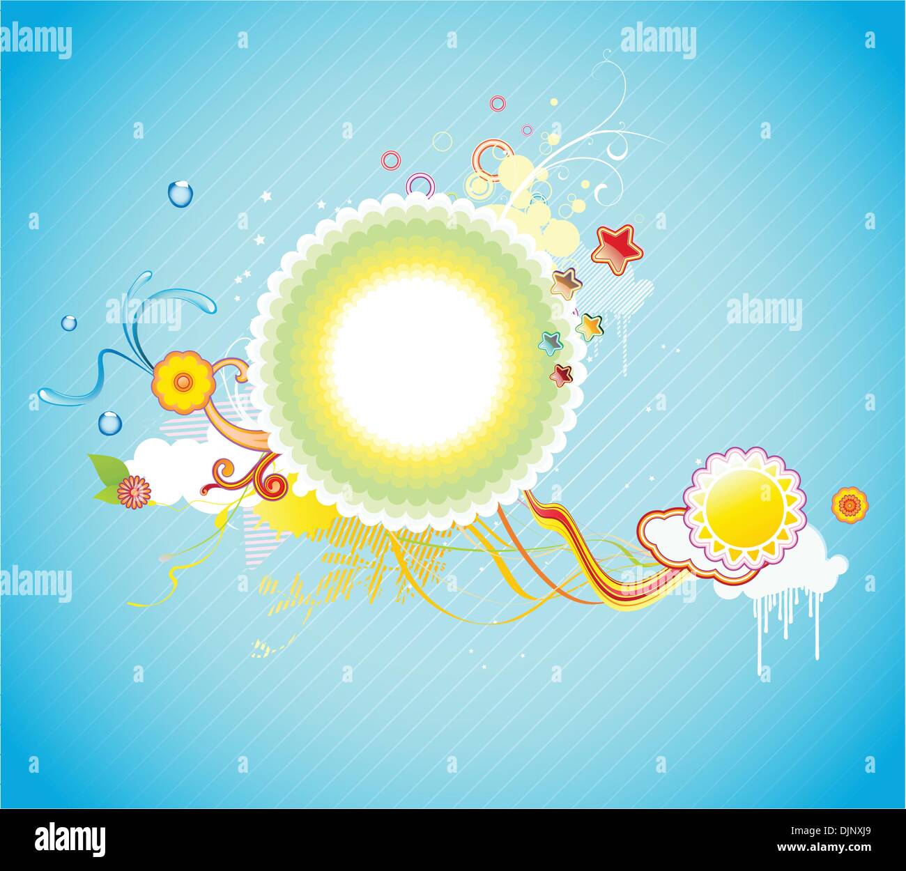 Vector illustration of funky styled design frame made of floral ...