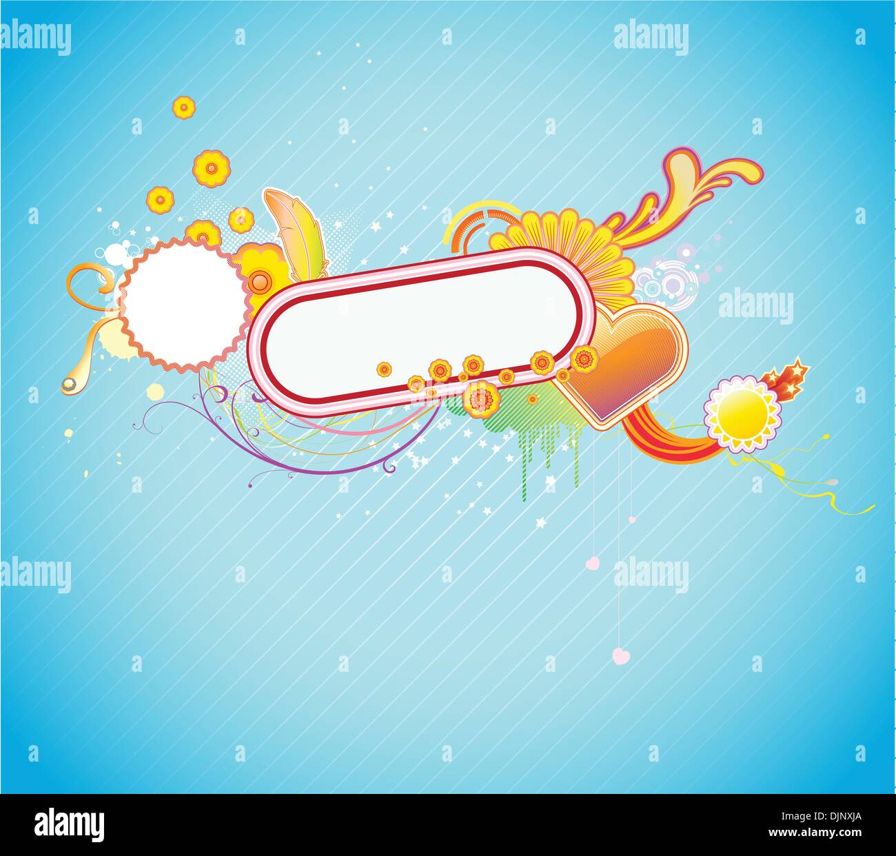 Vector illustration of funky styled design frame made of floral ...