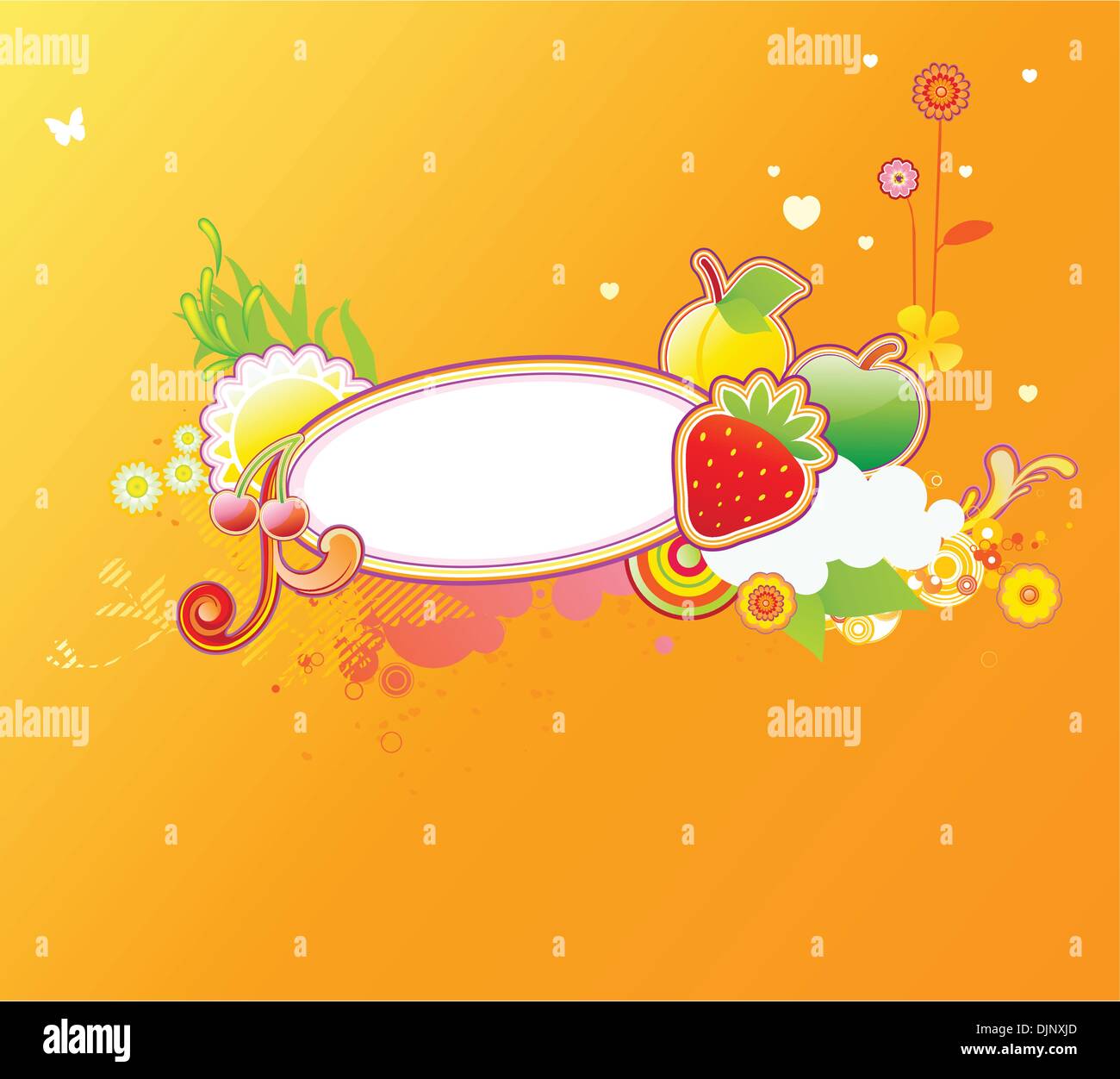 Vector illustration of funky styled design frame made of floral and ...