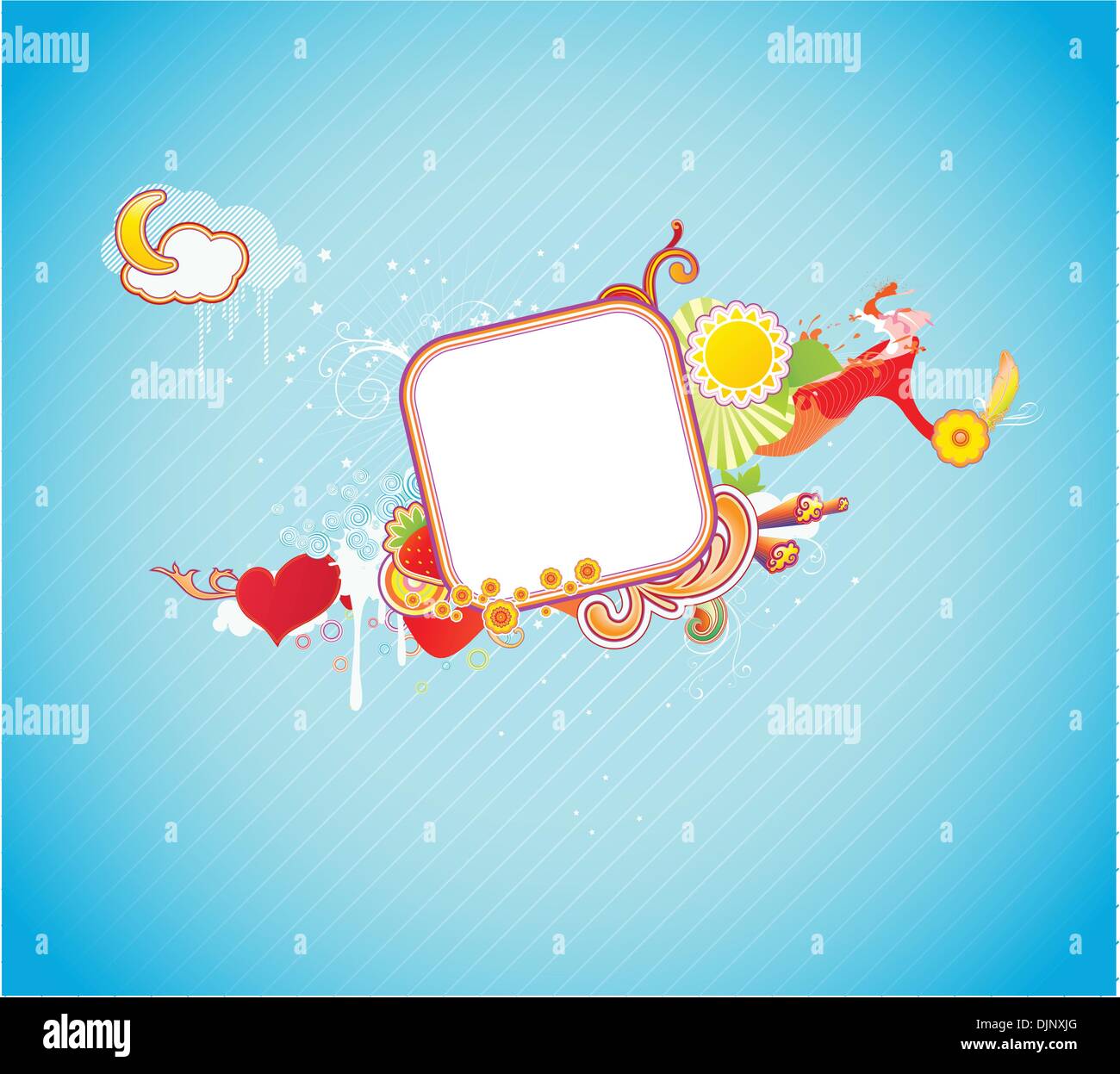 Vector illustration of funky styled design frame made of floral and ...