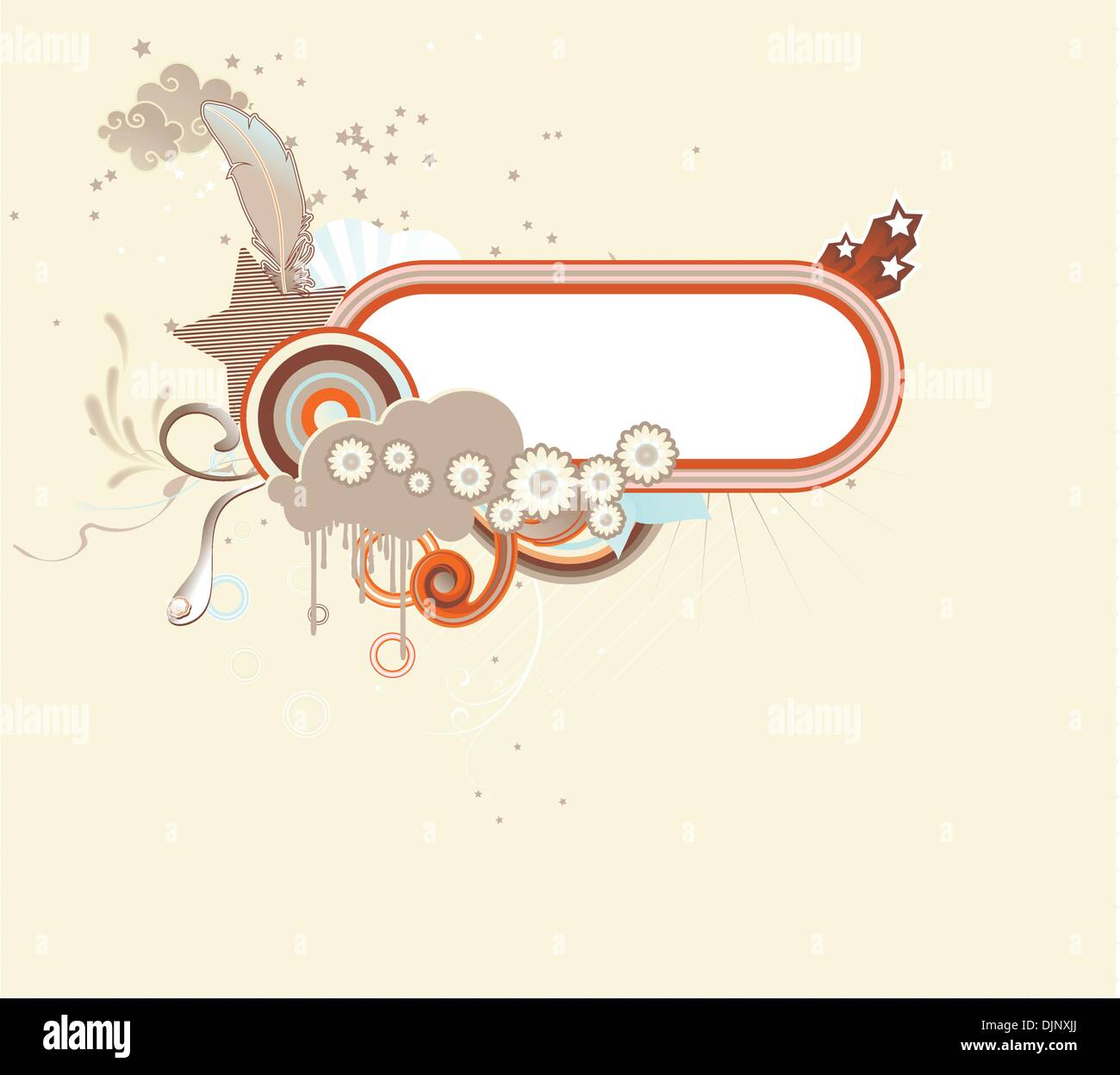 Vector illustration of funky retro styled design frame made of floral ...