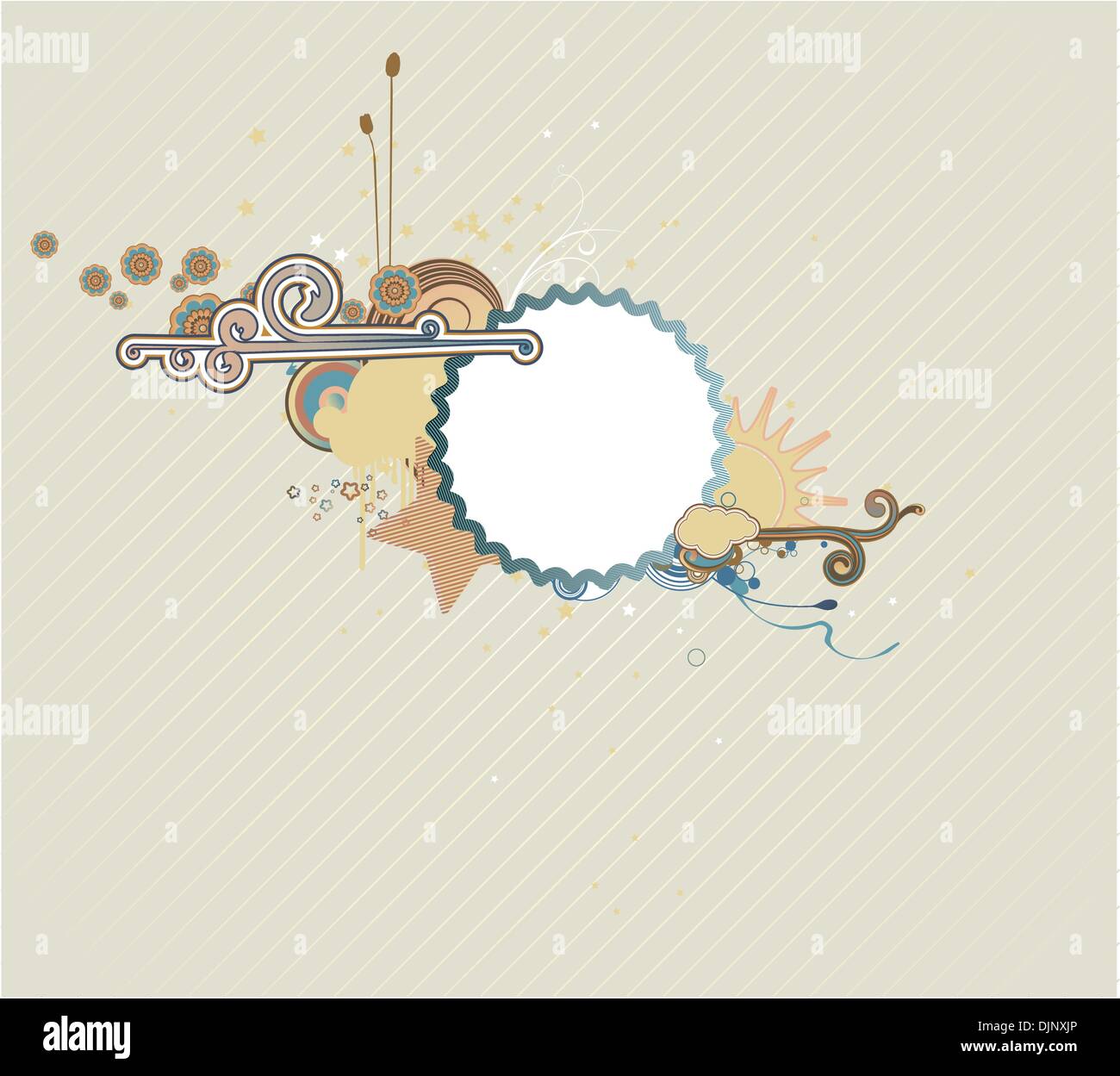 Vector illustration of funky styled design frame made of floral ...