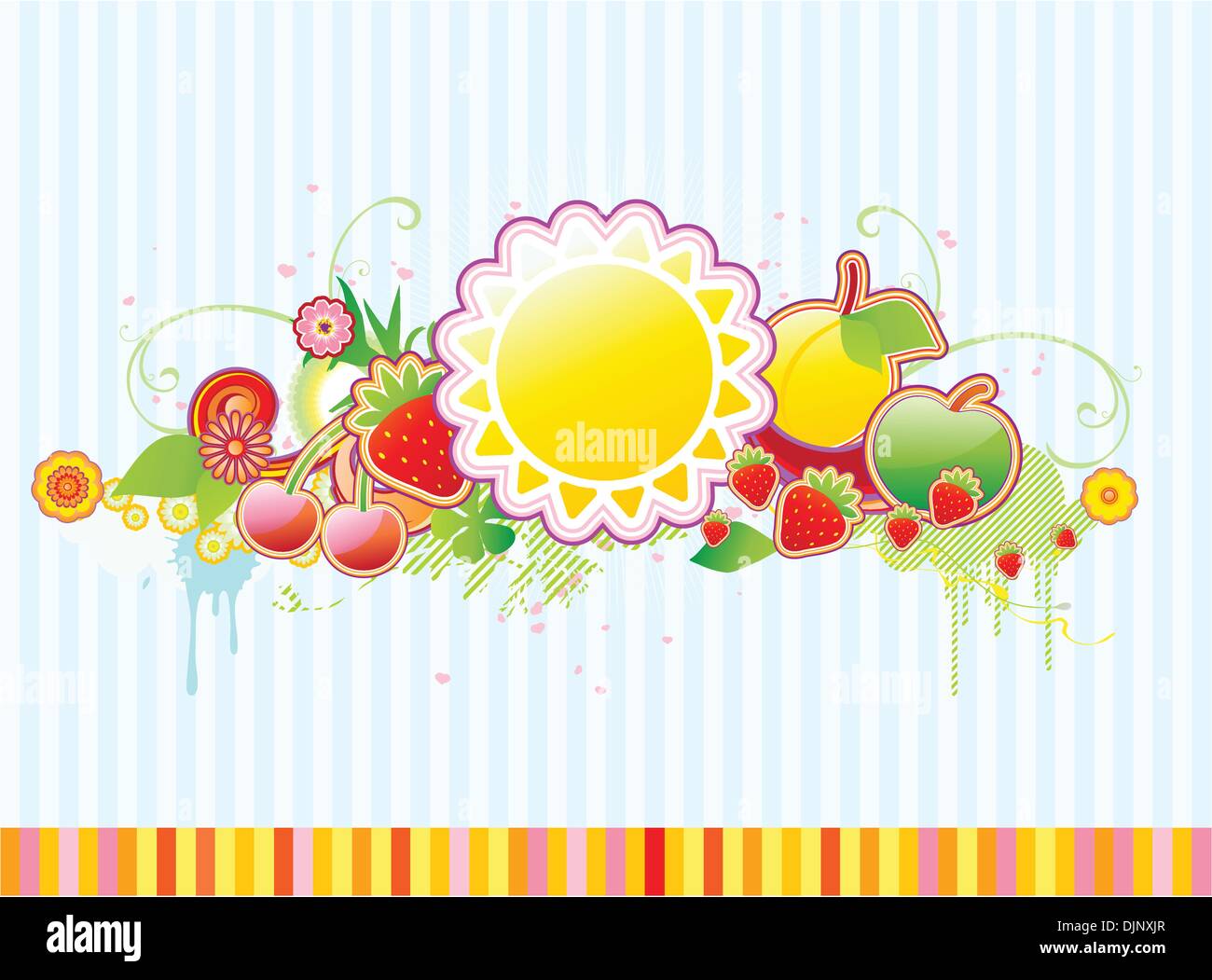Vector illustration of funky styled design frame made of floral and ...