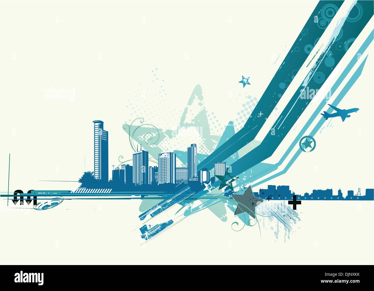 Vector illustration of blue style urban background Stock Vector Image ...