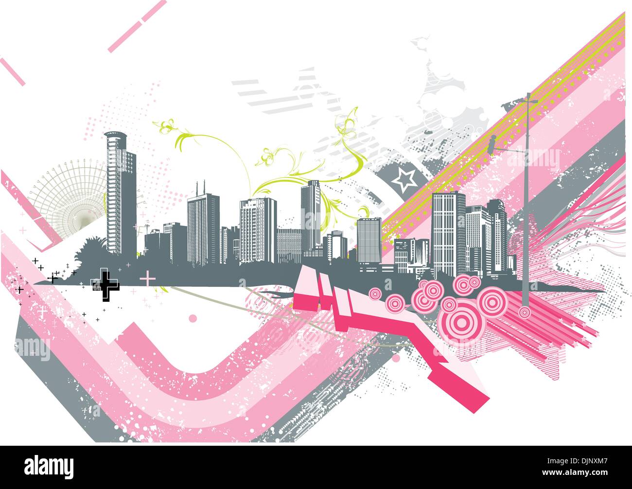 Vector illustration of retro style urban background Stock Vector Image ...