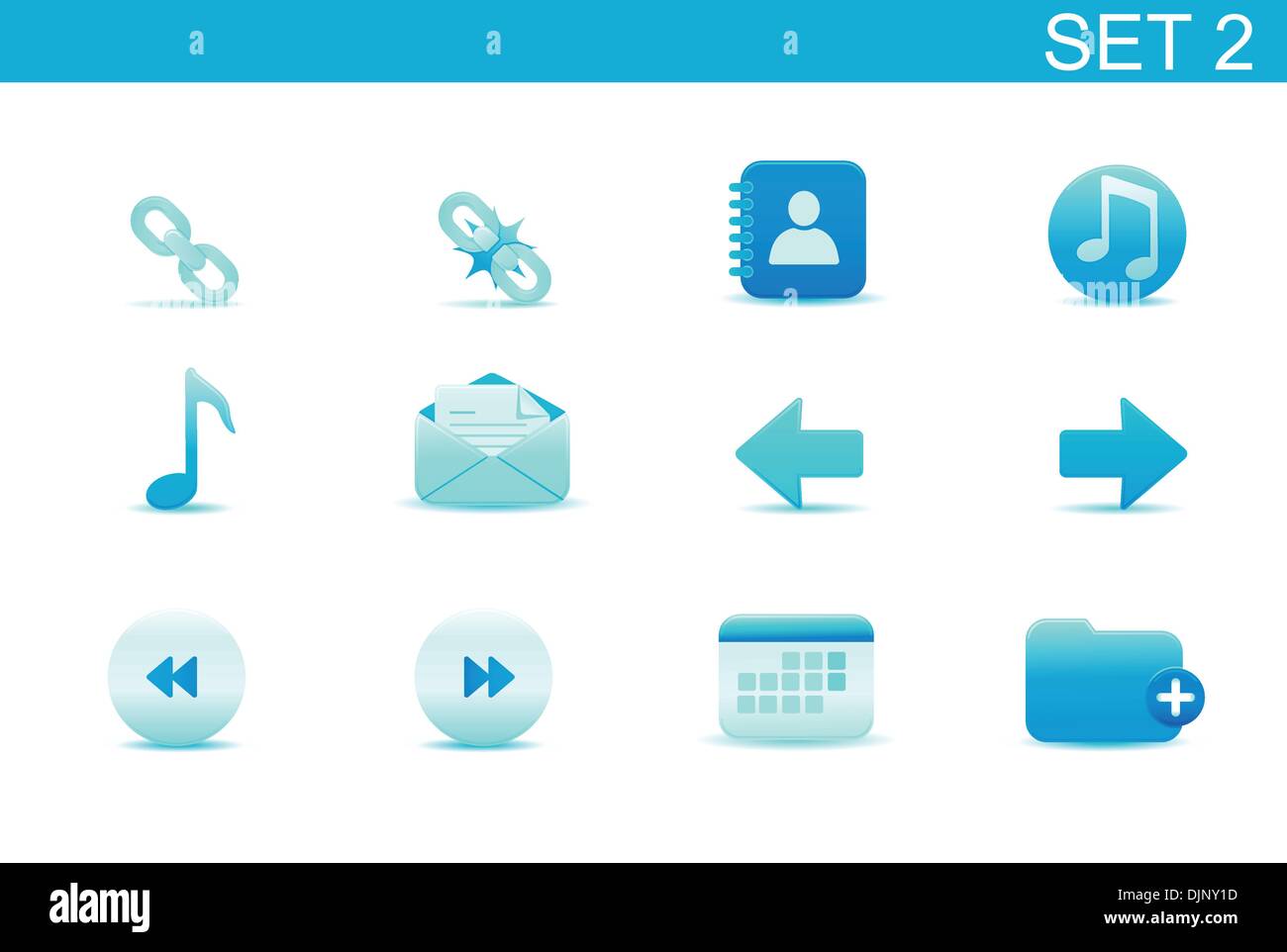 Vector illustration – set of blue elegant simple icons for common ...