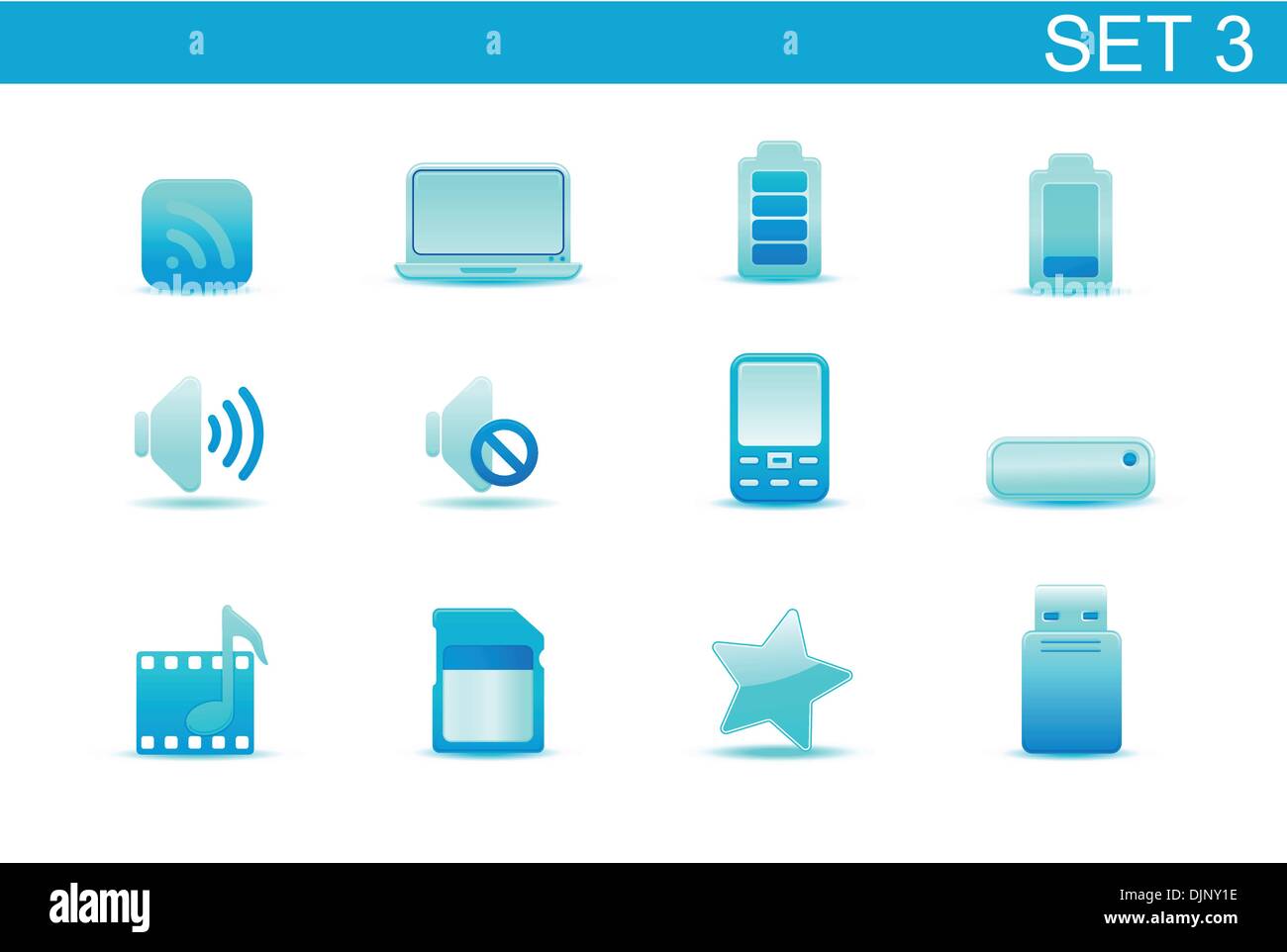 Vector illustration – set of blue elegant simple icons for common ...