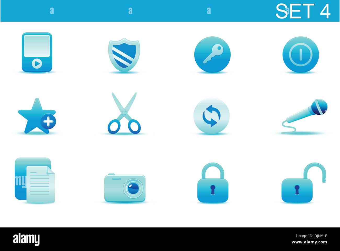 Vector illustration – set of blue elegant simple icons for common ...