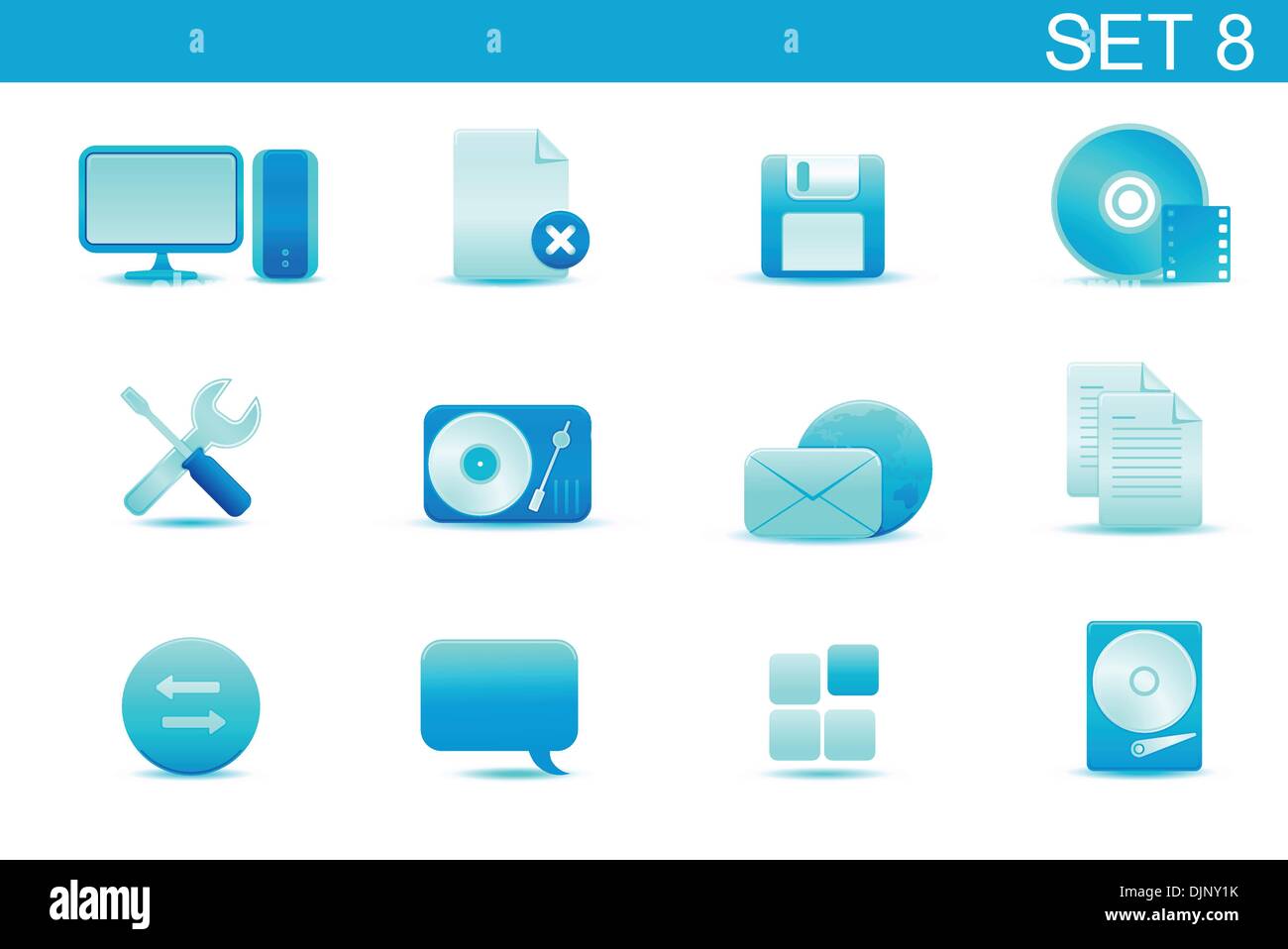 Vector illustration – set of blue elegant simple icons for common ...