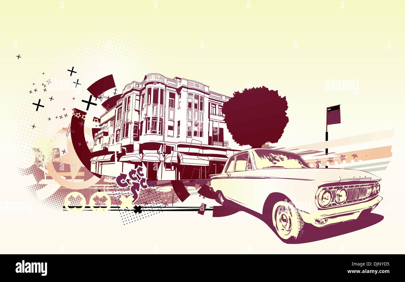 Frame retro house vintage summer Stock Vector Images - Alamy