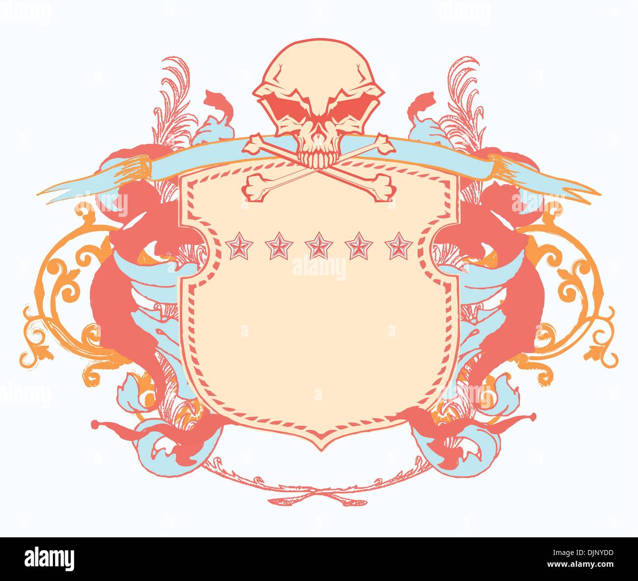 Vector illustration of heraldic shield or badge with stylized human ...