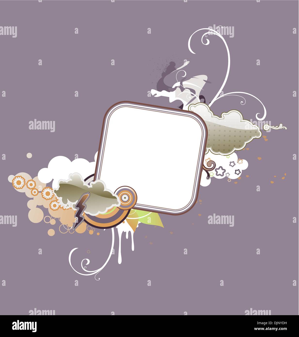 Vector illustration of funky styled design frame made of floral ...