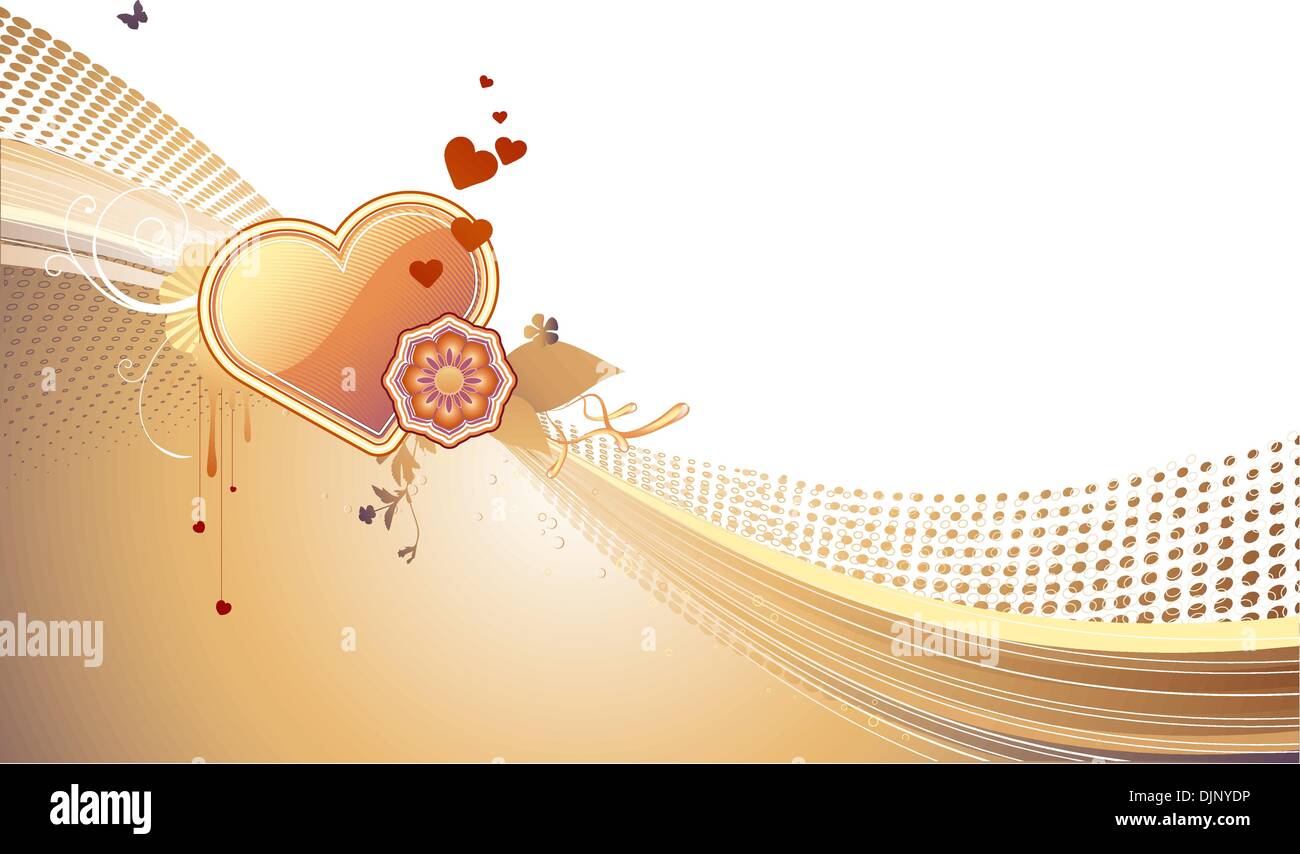 Vector illustration of funky styled design background with heart shape ...