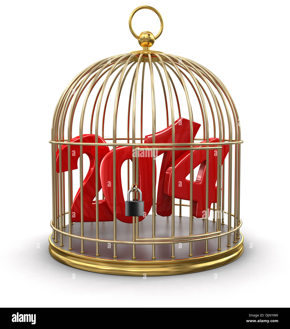 Gold Cage with 2014 (clipping path included Stock Photo - Alamy