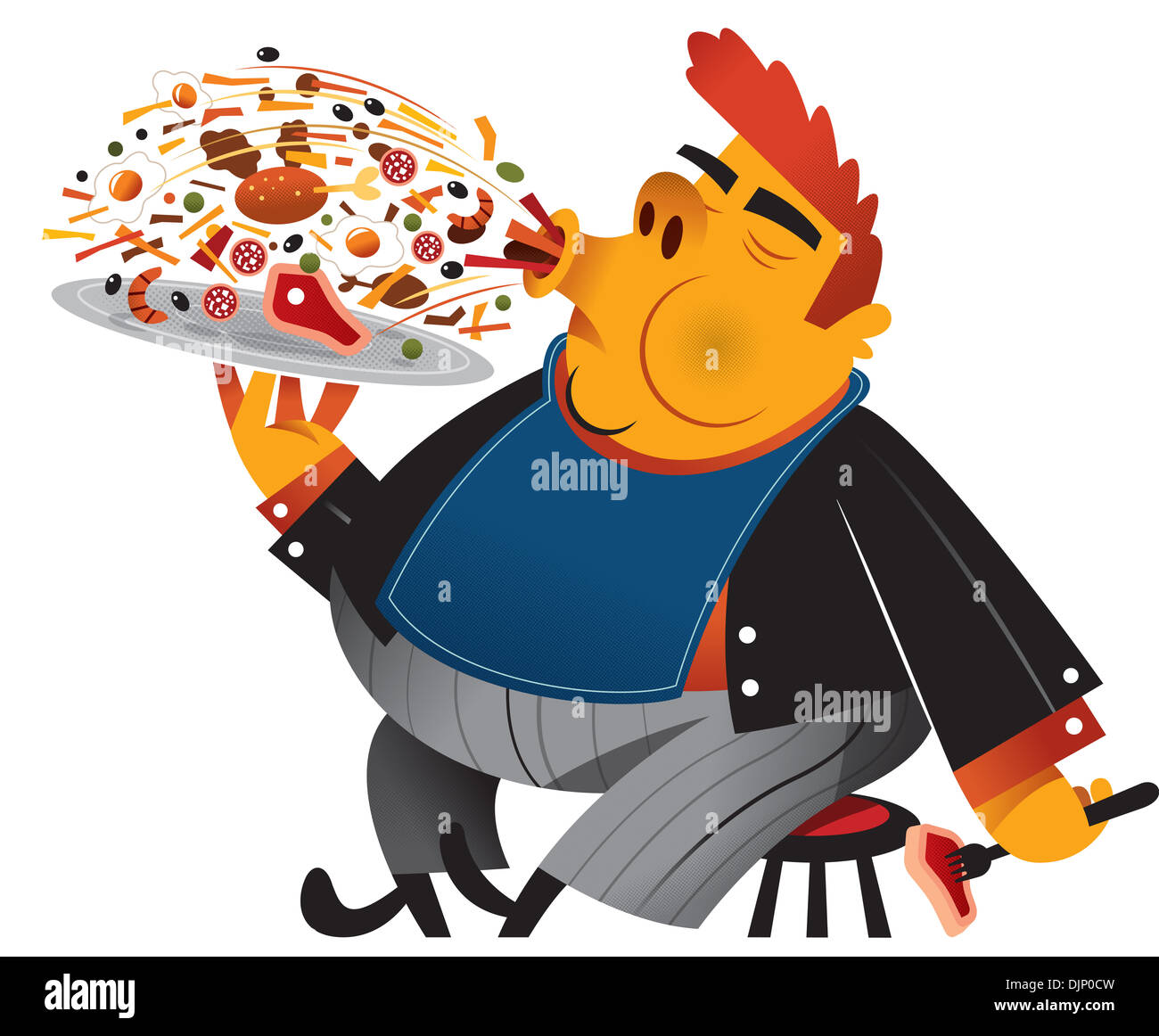 A man eating a big tray of food Stock Photo - Alamy