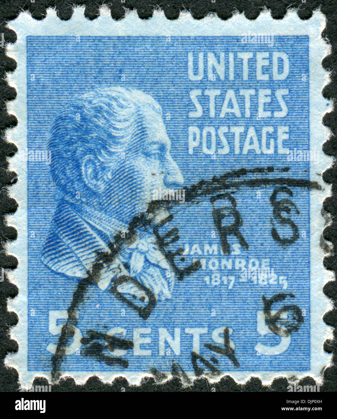 SA - CIRCA 1938: Postage stamps printed in USA, shows 5th President of ...