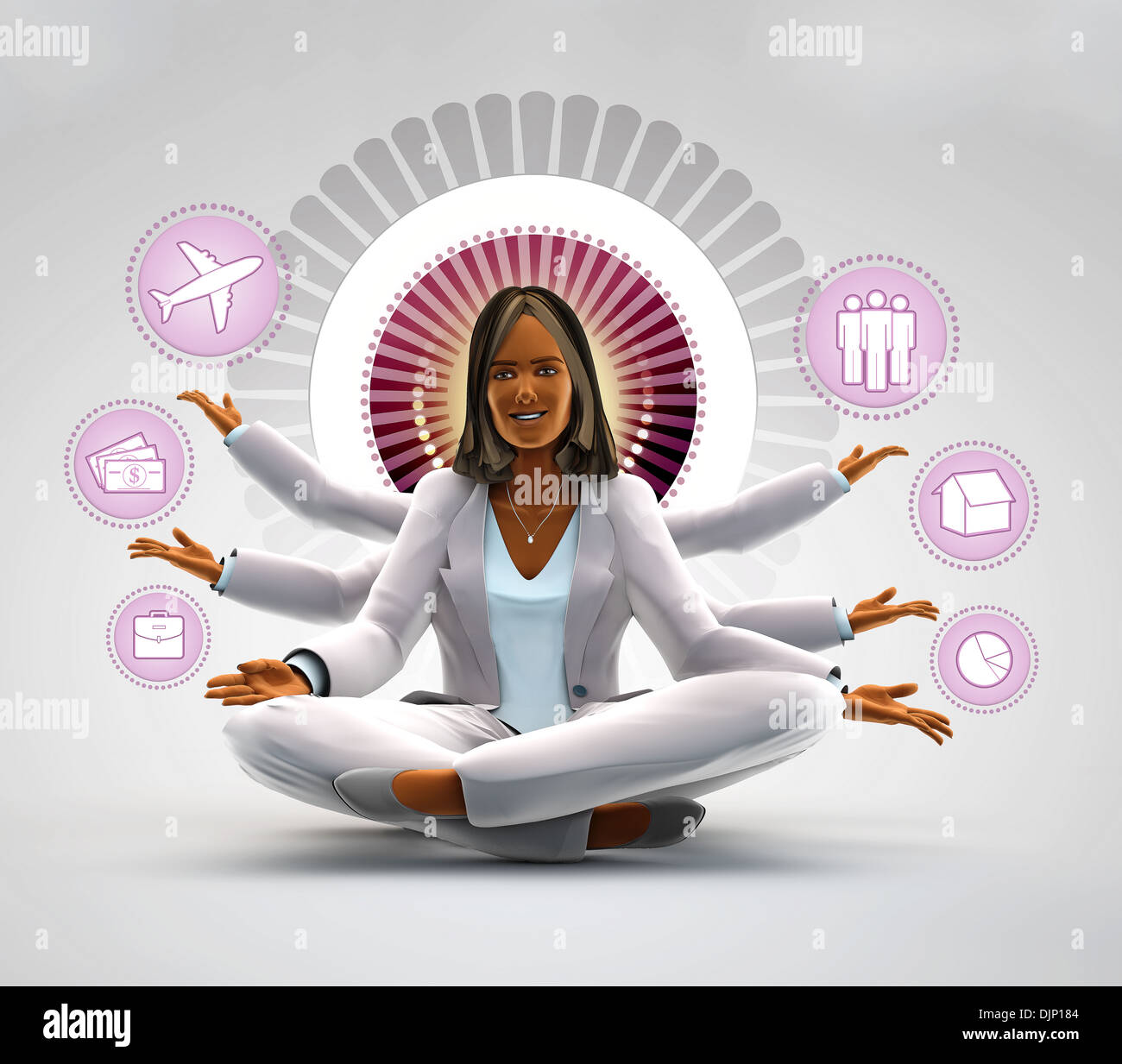 Woman multitasking arms hi-res stock photography and images - Alamy