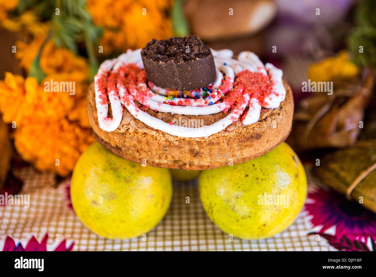 An altar or ofrendas set up to celebrate the Day of the Dead festival ...