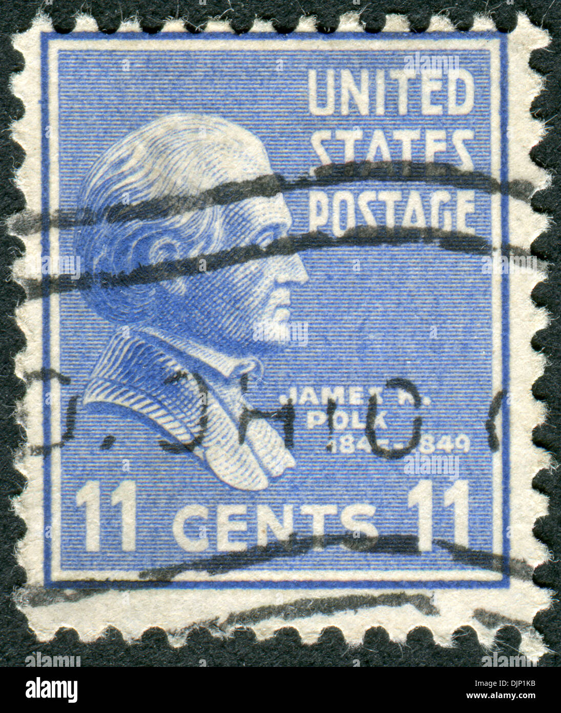 Postage stamp printed in the USA, a portrait of 11th President of the ...