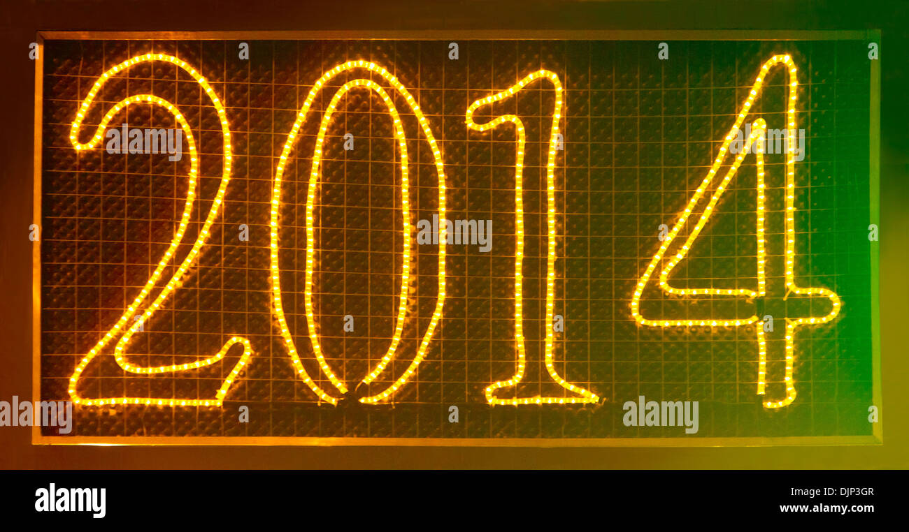Lighted sign of 2014 year Stock Photo - Alamy