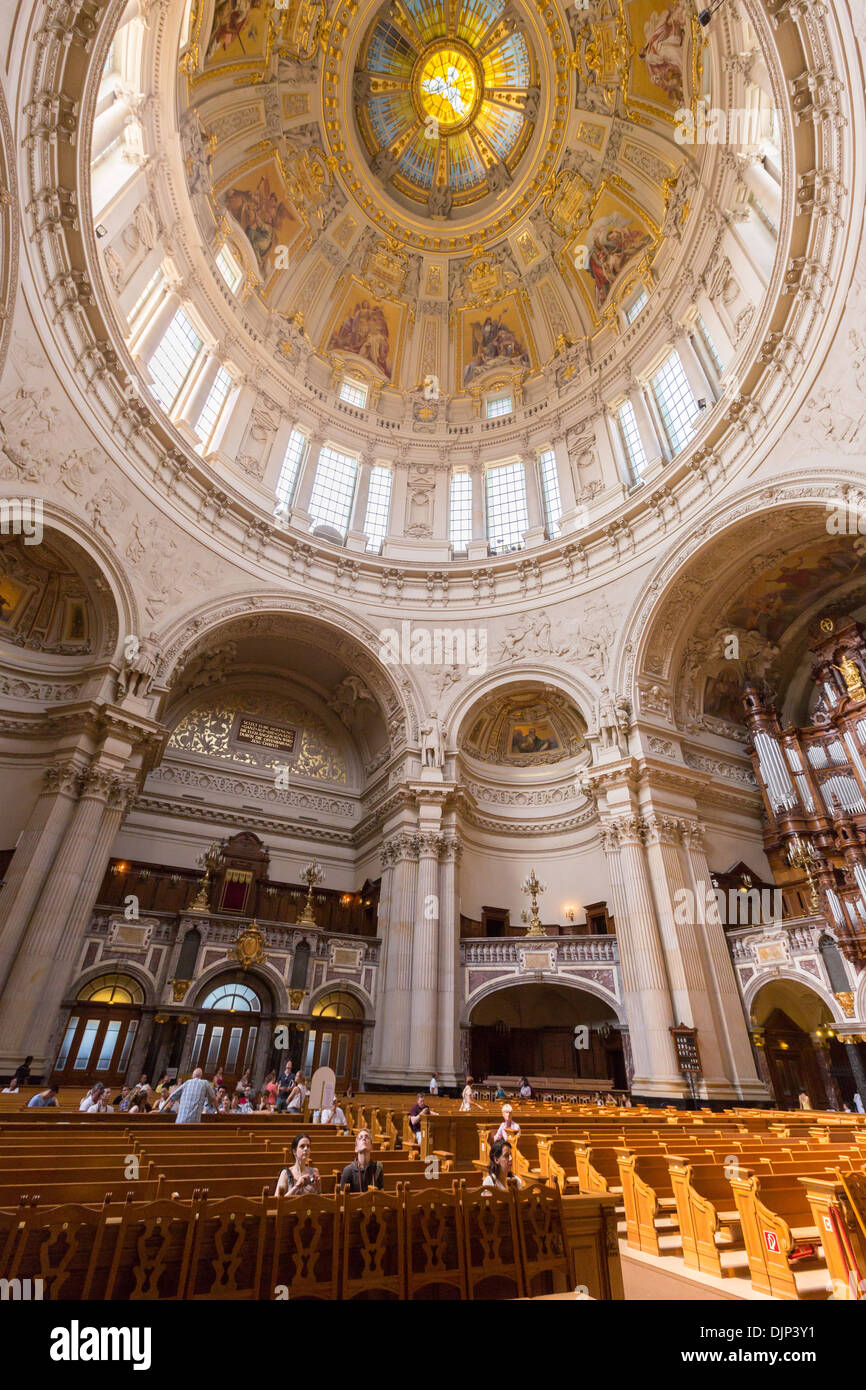 Soaring center dome in the Berlin Cathedral or Berliner Dom, built in ...