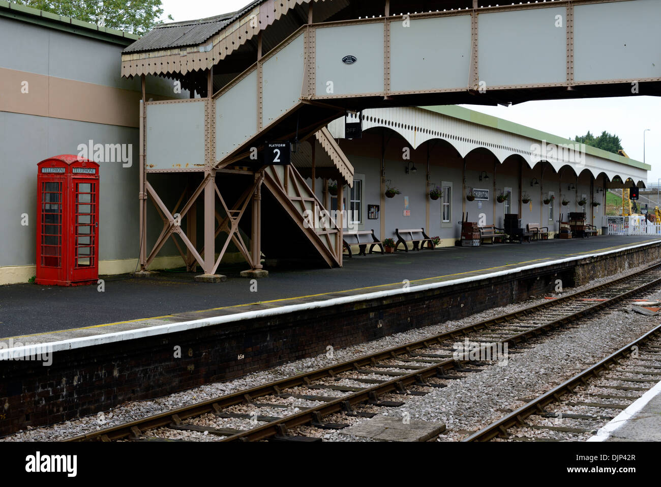 Platform 2 at Churston Railway Station with Footbridge across to ...