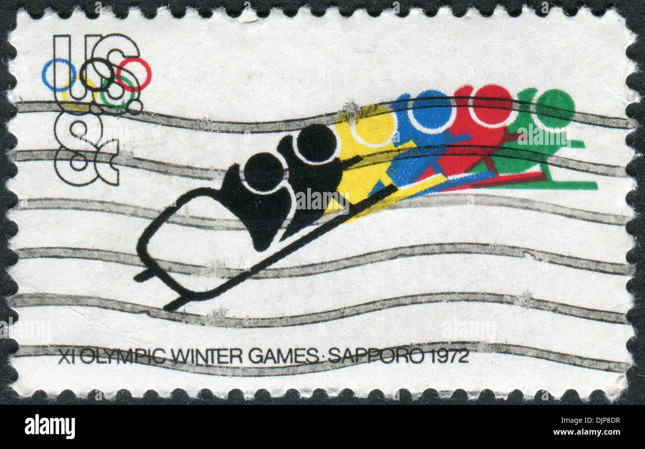 A postage stamp printed in the USA, dedicated to the 11th Winter ...