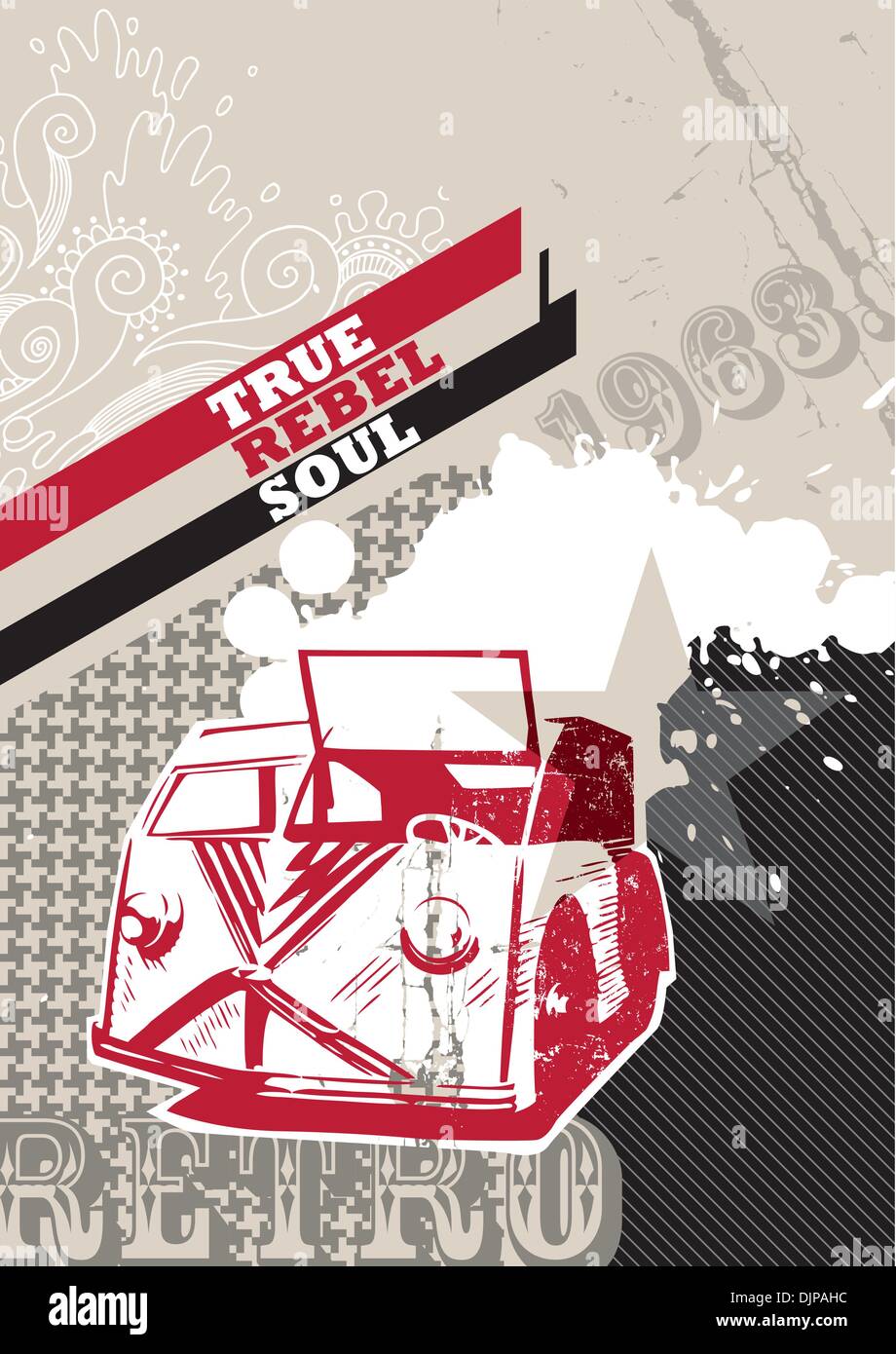 Artistic poster with designed retro graphic objects Stock Vector Image ...