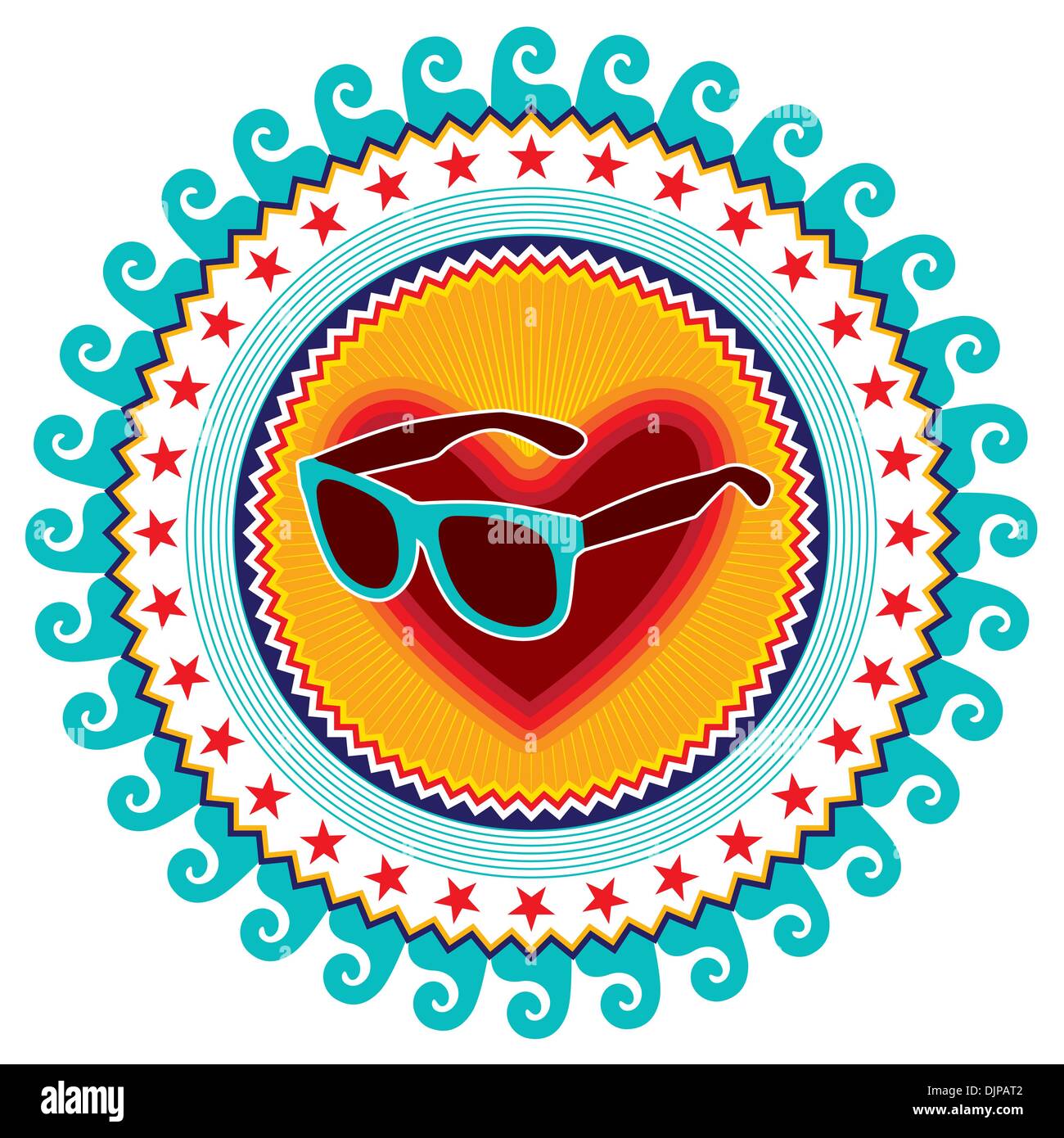Colorful summer emblem with sunglasses Stock Vector Image & Art - Alamy