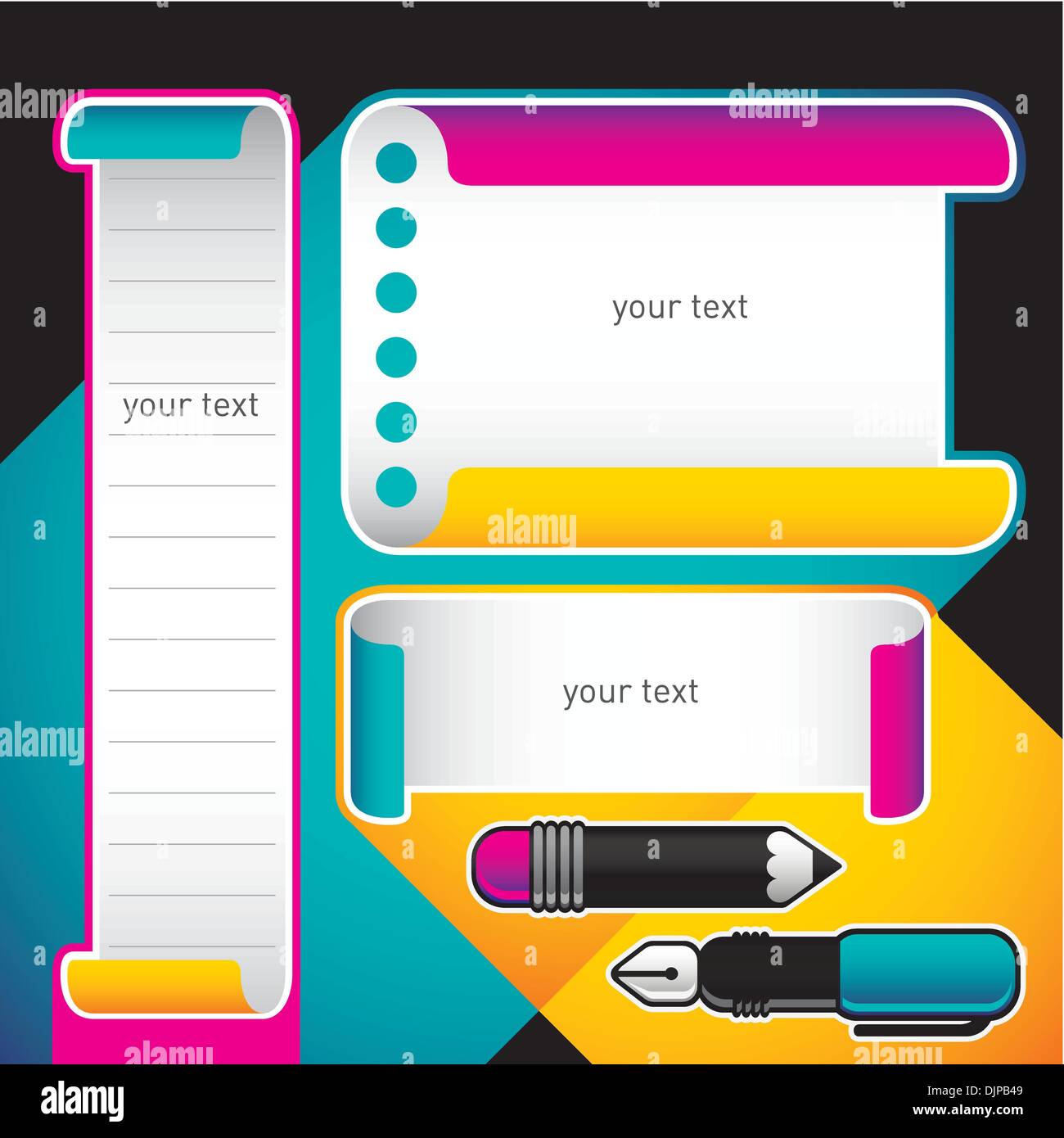 Designed banner with illustrated objects Stock Vector Image & Art - Alamy