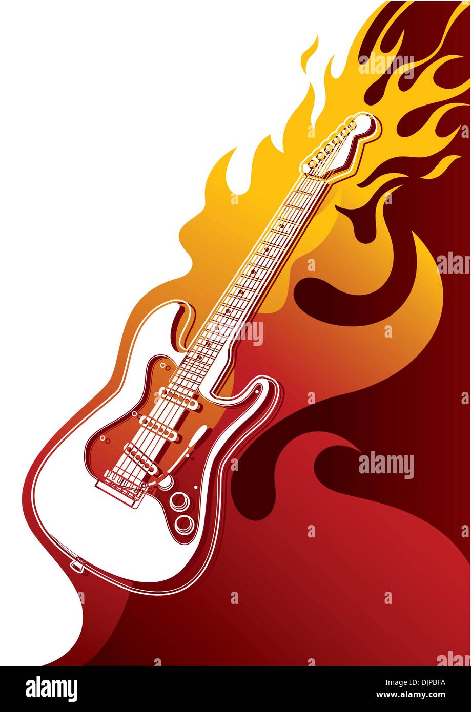 Electric guitar banner with stylized fire Stock Vector Image & Art - Alamy
