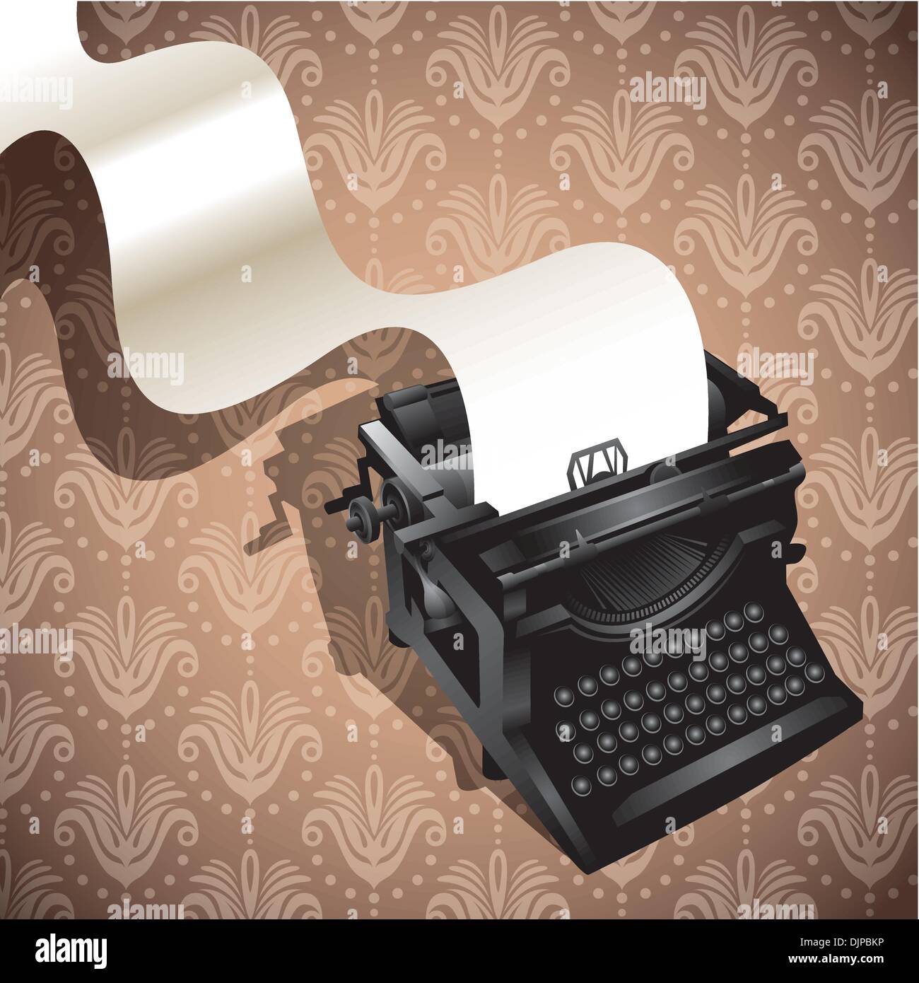 Floral background with illustrated typewriting machine Stock Vector ...