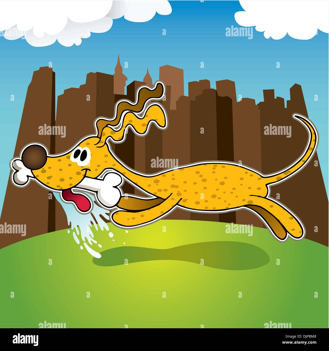 Dog running bone Stock Vector Images - Alamy