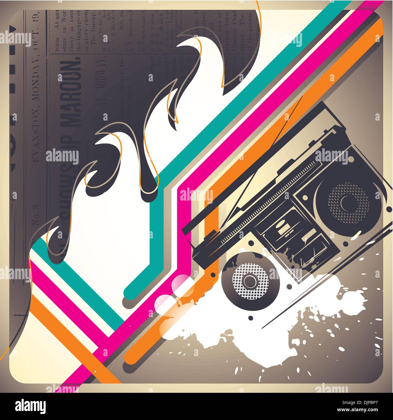 Illiustrated artistic background with retro objects Stock Vector Image ...