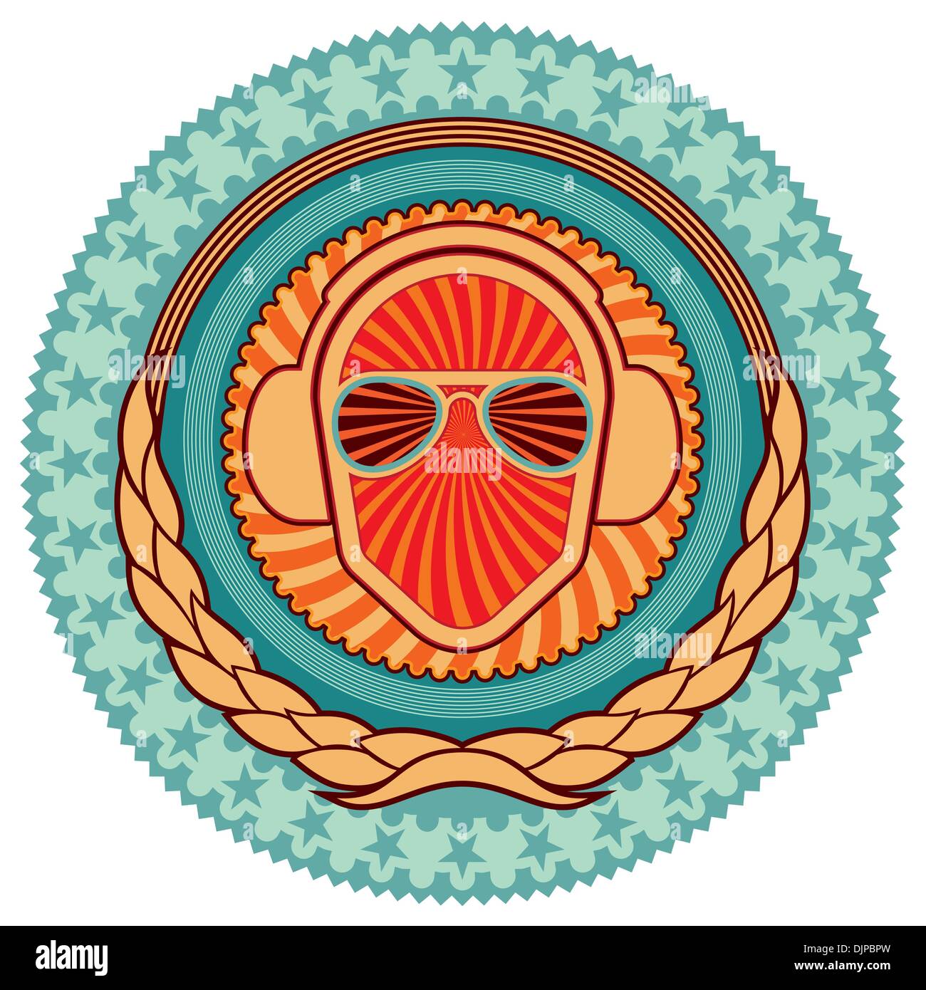 Illustrated colorful clubbing emblem with decoration Stock Vector Image ...