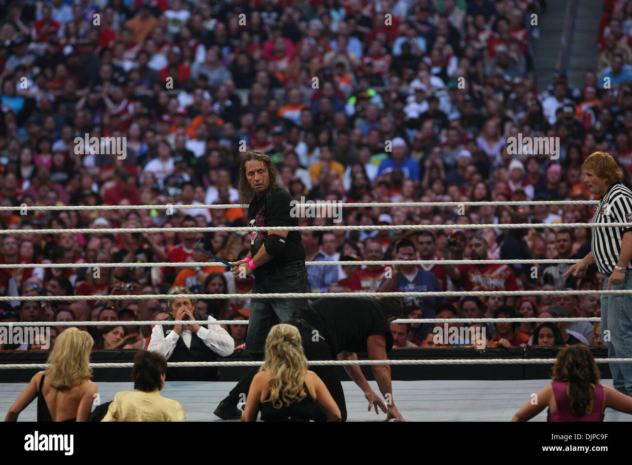 Mar 28, 2010 - Phoenix, Arizona, USA - Bret Hart (standing), and Vince ...