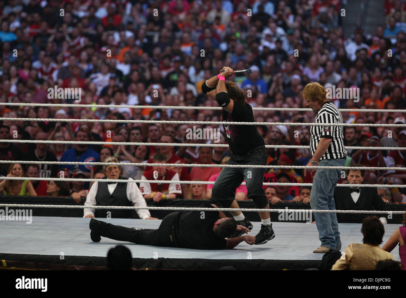 Mar 28, 2010 - Phoenix, Arizona, USA - Bret Hart (standing), and Vince ...