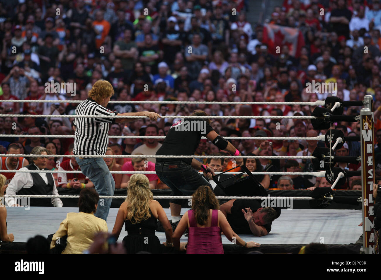 Mar 28, 2010 - Phoenix, Arizona, USA - Bret Hart (standing), and Vince ...