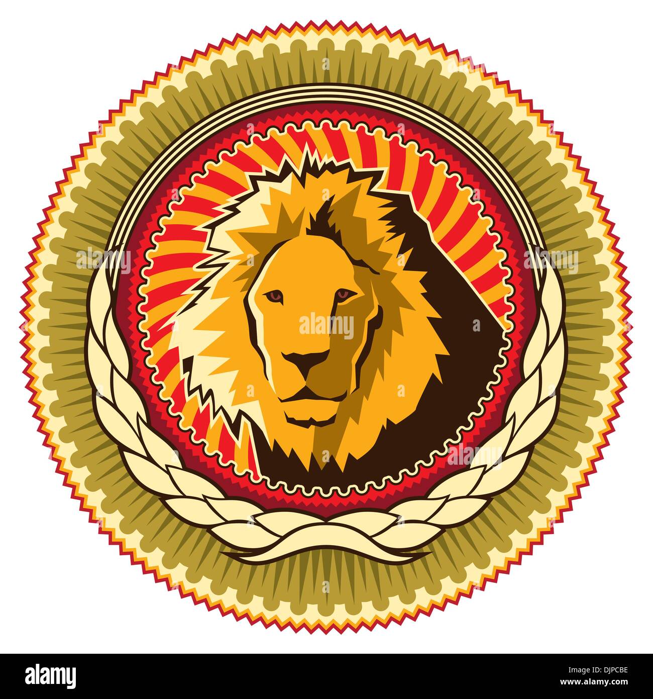 Illustrated colorful emblem with lion Stock Vector Image & Art - Alamy