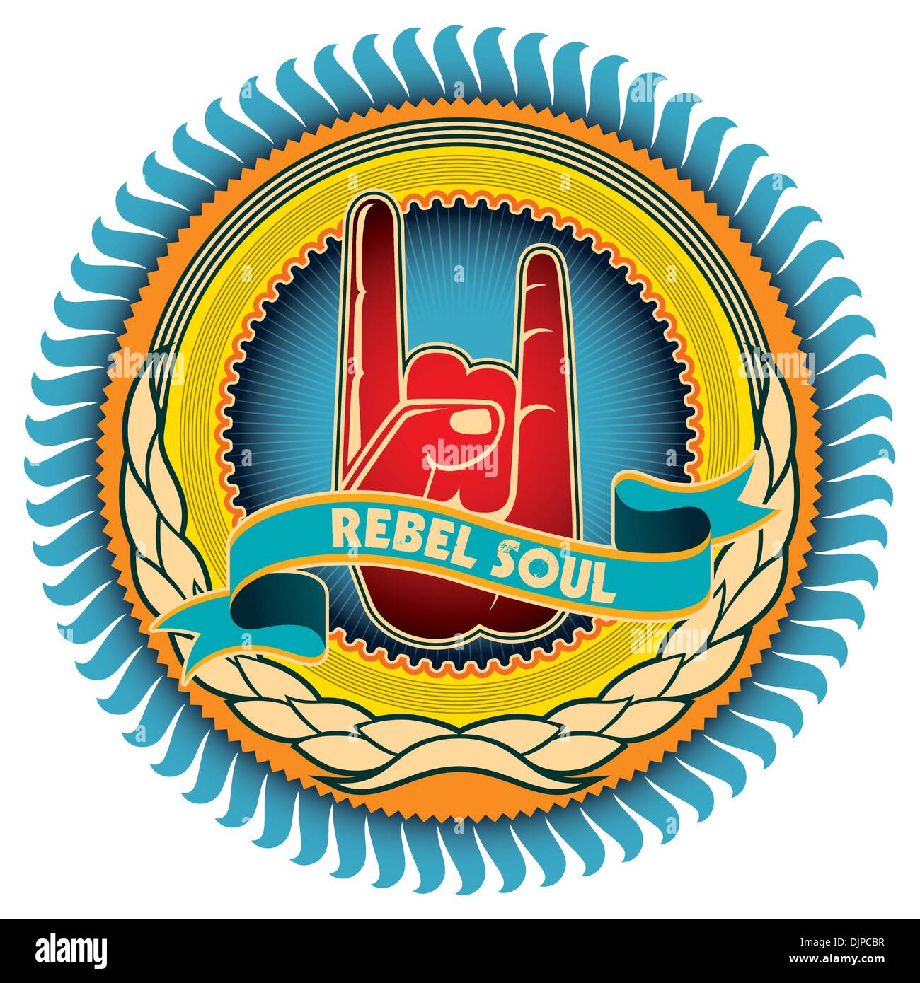 Illustrated colorful rebel emblem with retro elements Stock Vector ...