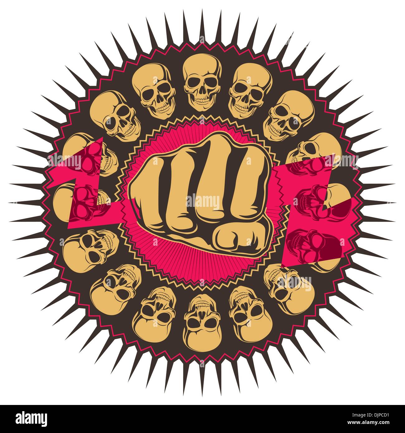 Illustrated hard rock background with skulls Stock Vector Image & Art ...