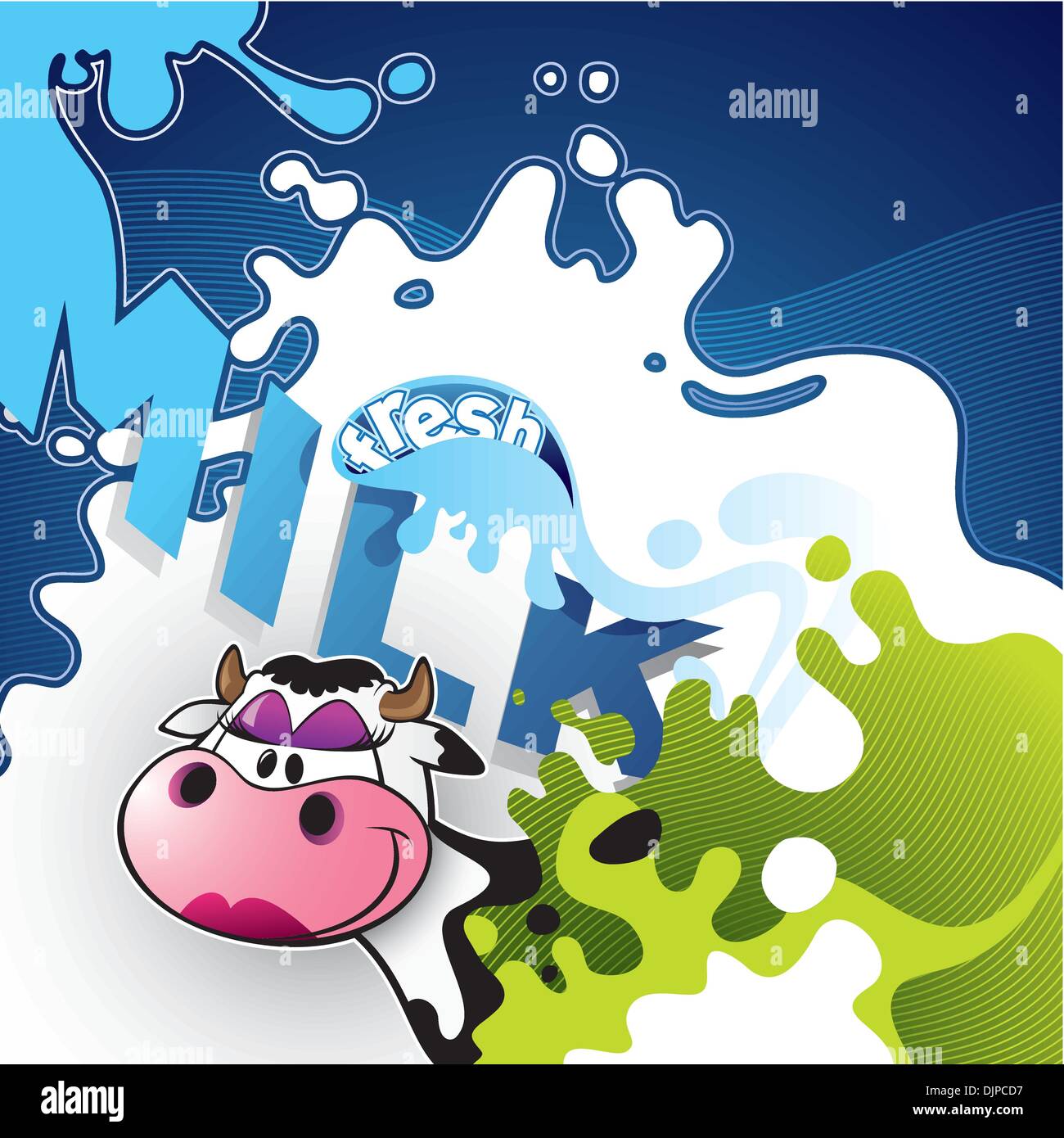 Illustrated milk banner with comic cow Stock Vector Image & Art - Alamy