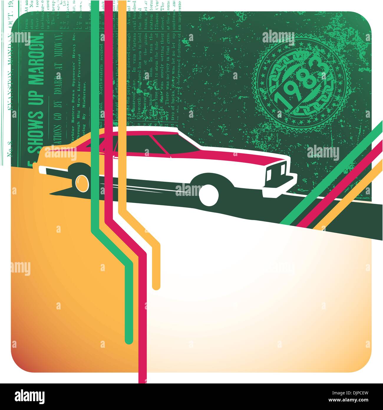Illustrated retro layout with stylized car Stock Vector Image & Art - Alamy