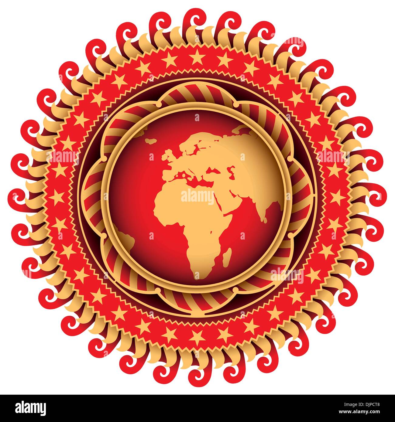 Illustrated stylish emblem with stylized globe Stock Vector Image & Art ...