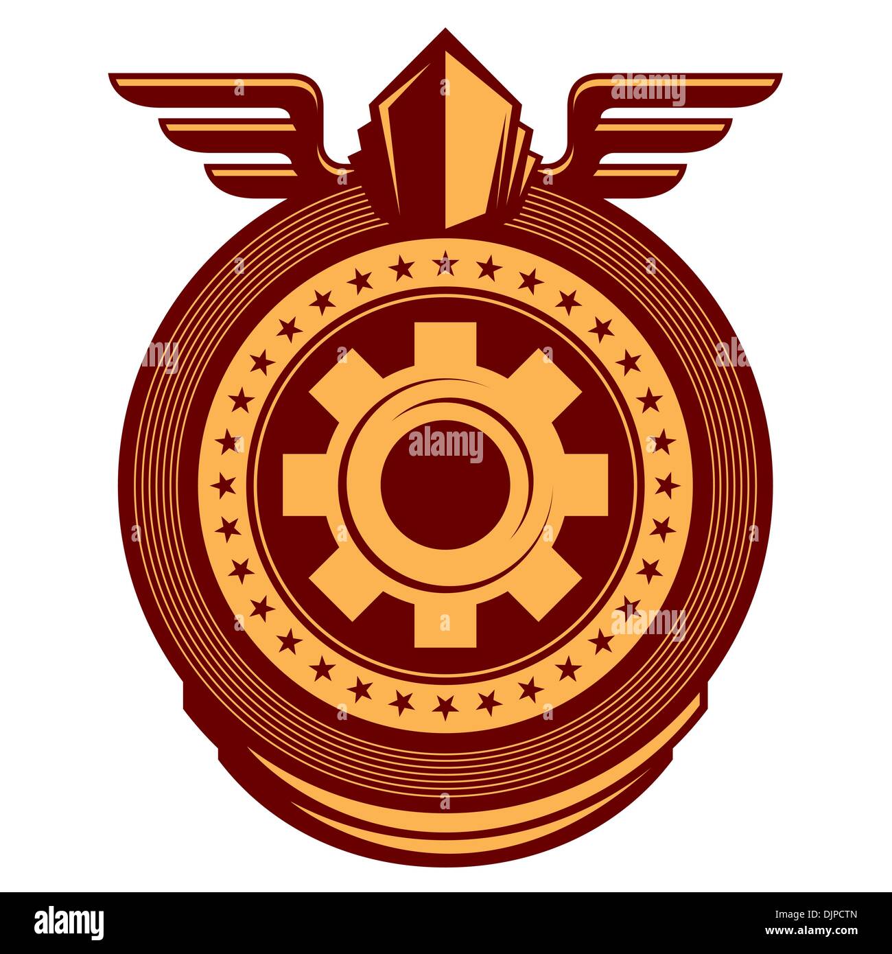 Illustrated working emblem with cogwheel Stock Vector Image & Art - Alamy